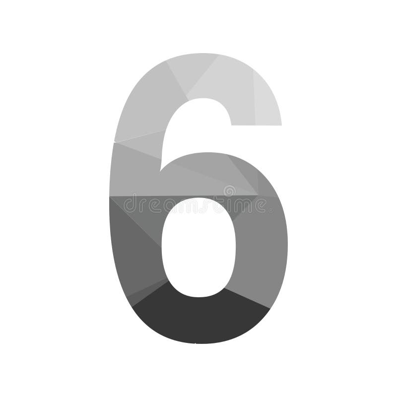 Grey Vector Polygon Six Number Font with Long Shadow. Stock Vector ...
