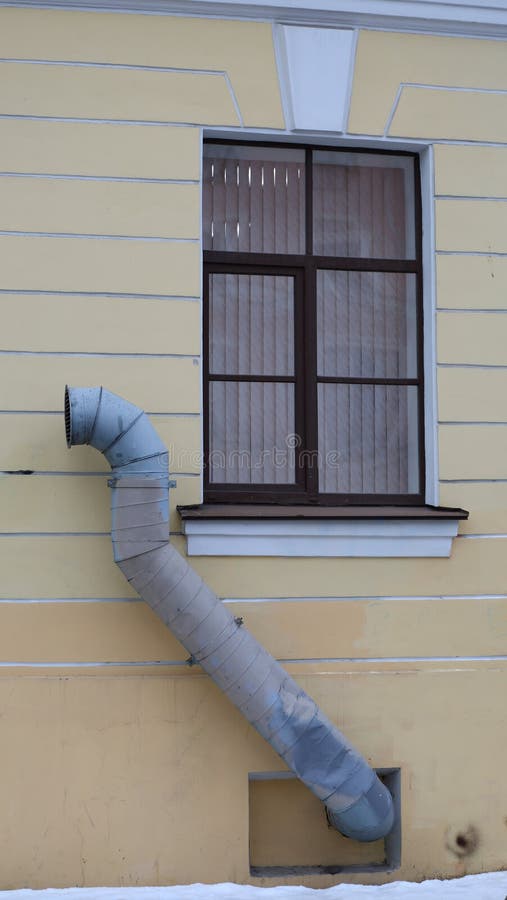 Grey Ventilation Pipe from the Basement Window Stock Photo - Image of ...