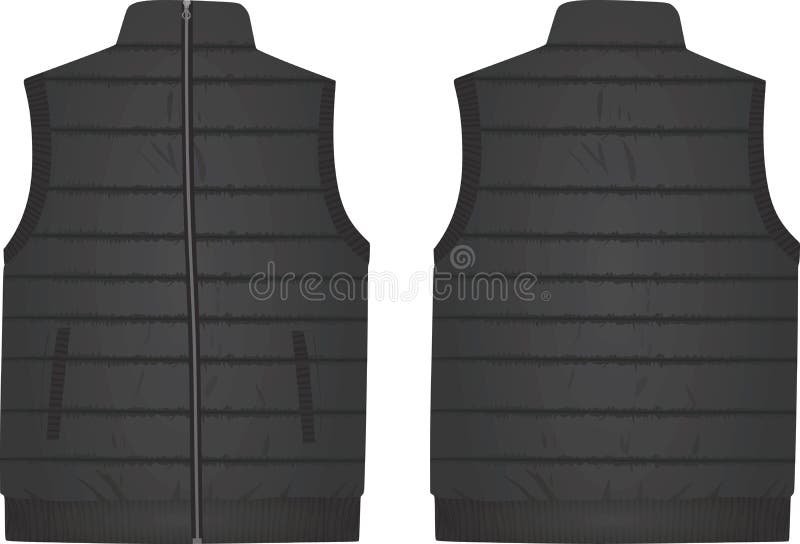 Grey Vest. Front and Back View Stock Vector - Illustration of hood ...