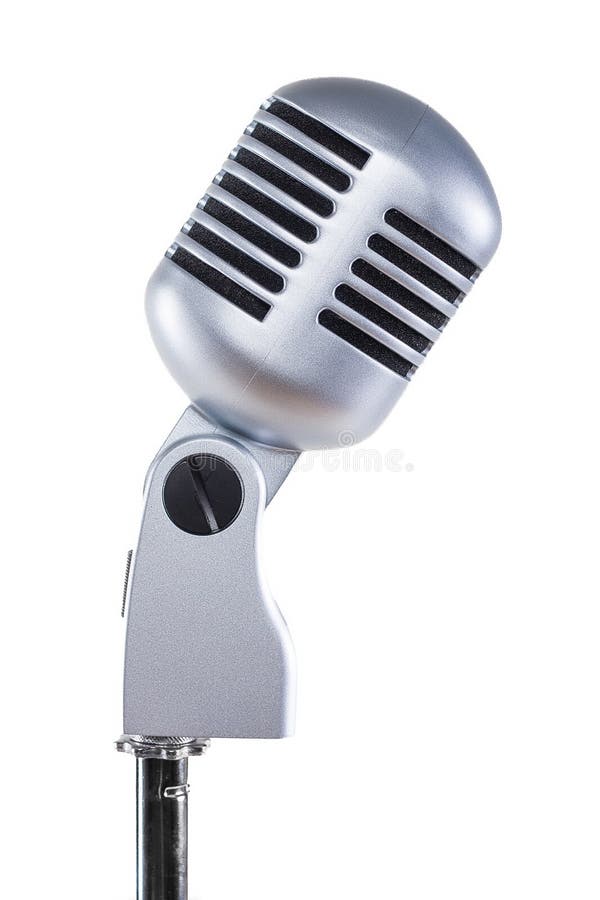 Grey Vintage Microphone on a White Background Stock Image - Image of ...
