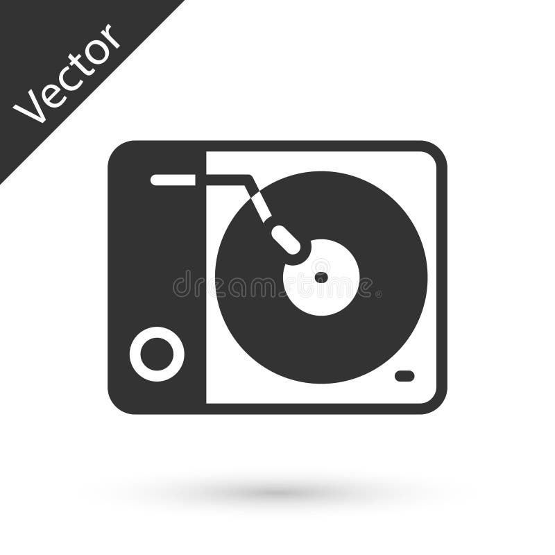 Grey Vinyl Player with a Vinyl Disk Icon Isolated on White Background ...