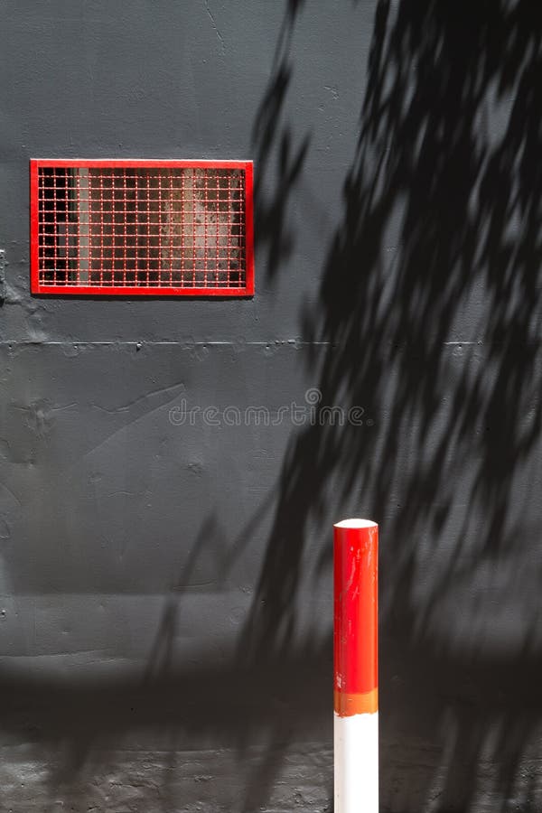Grey Wall with a Red Vent Window Stock Image - Image of minimalistic ...