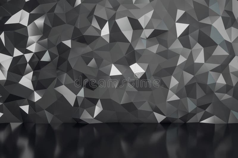 Grey Wall with Triangle Pattern, Concrete Floor, Interior Design ...