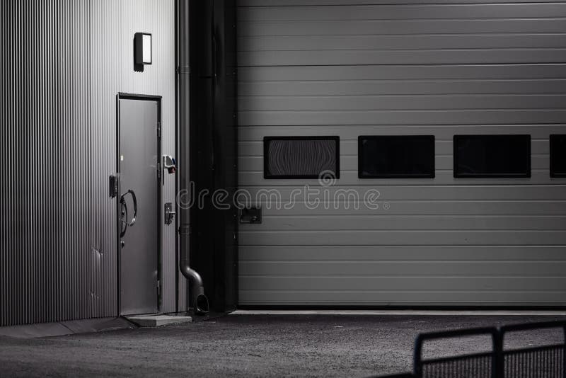Grey Warehouse Port at Night.. Stock Image - Image of urban, view ...