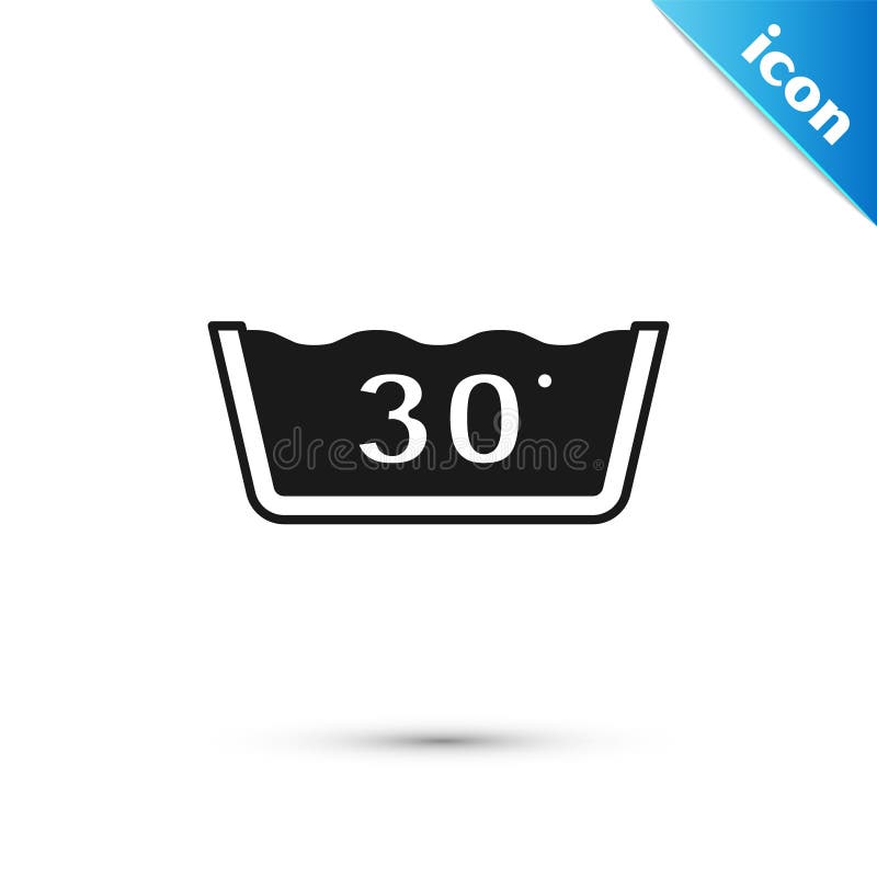 Grey Washing Under 30 Degrees Celsius Icon Isolated on White Background ...