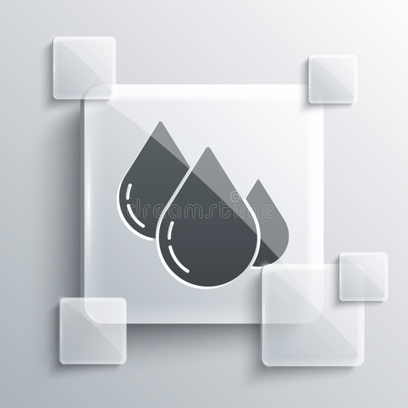 Grey Water Drop Icon Isolated on Grey Background. Square Glass Panels ...