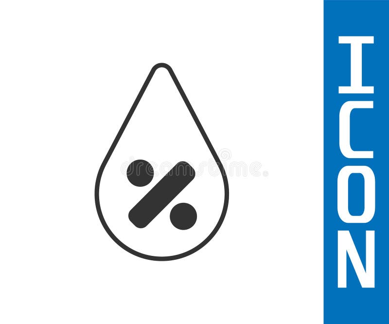 Grey Water Drop Percentage Icon Isolated on White Background. Humidity Analysis. Vector Stock ...