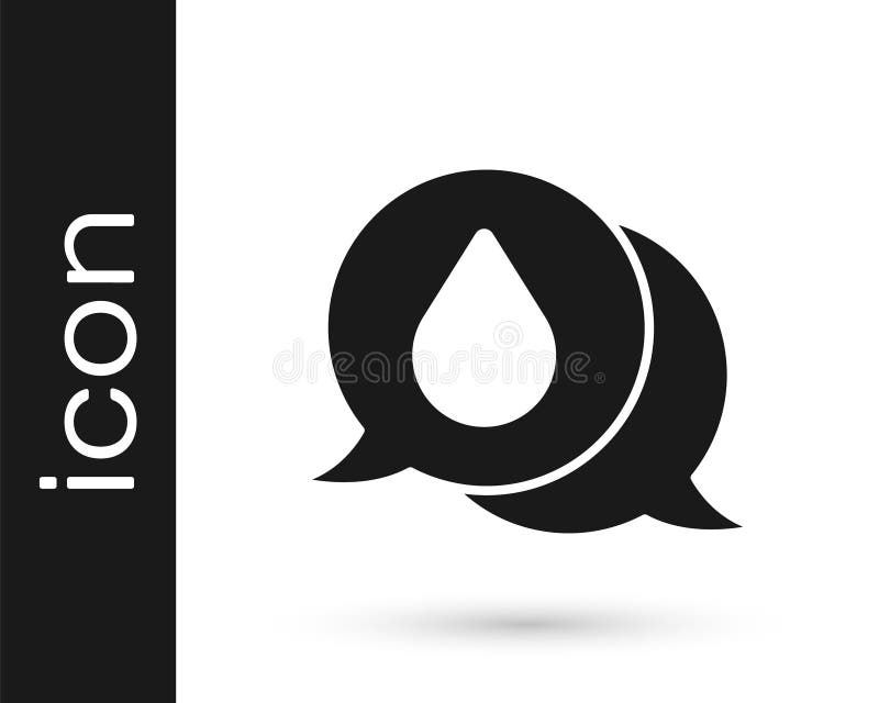 Grey Water Drop with Speech Bubbles Icon on White Background. Vector ...