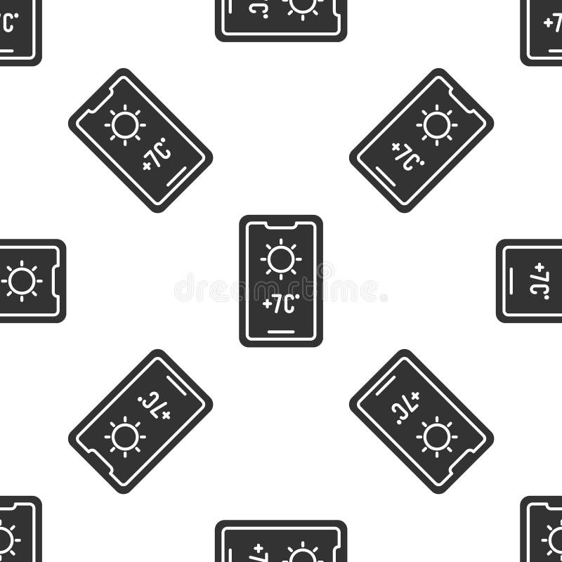 Grey Weather Forecast Icon Isolated Seamless Pattern on White ...