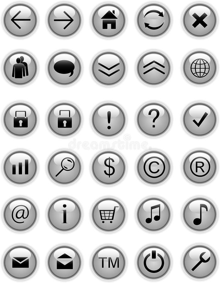 Grey web icons, buttons stock illustration. Illustration of file - 8239534