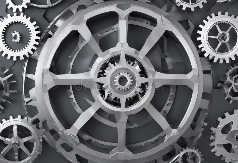 Grey Wheel Geometric Technology Background with Gear Shape. Vector ...