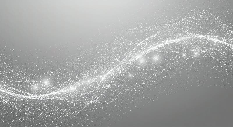 Grey White Abstract Background with Flowing Particles. Digital Future ...