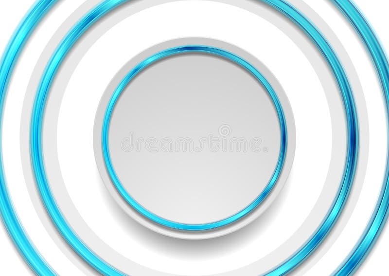 Grey White Abstract Minimal Circular Background with Blue Glossy Rings ...