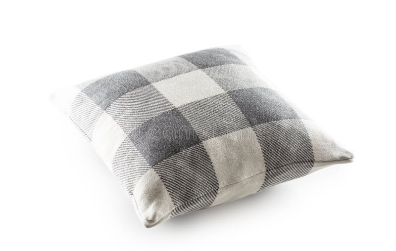 Grey and White Checkered Textile Pillow on an Isolated White Background ...