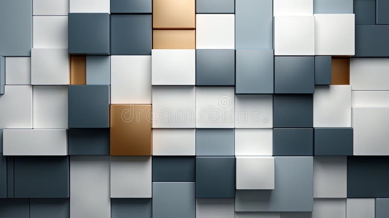Grey and White 3d Random Blocks Geometric Shapes Contemporary ...