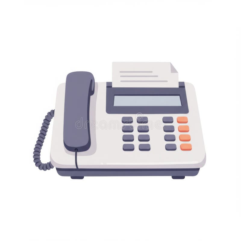 Grey and White Fax Machine with Paper Illustration Stock Illustration ...