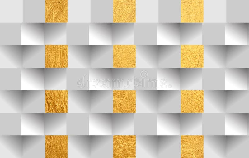 Grey White Golden Square Pattern Design with Shadow Effect Illustration ...