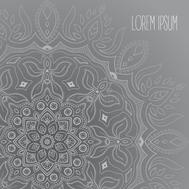 Grey and White Mandala Postcard Stock Vector - Illustration of abstract ...