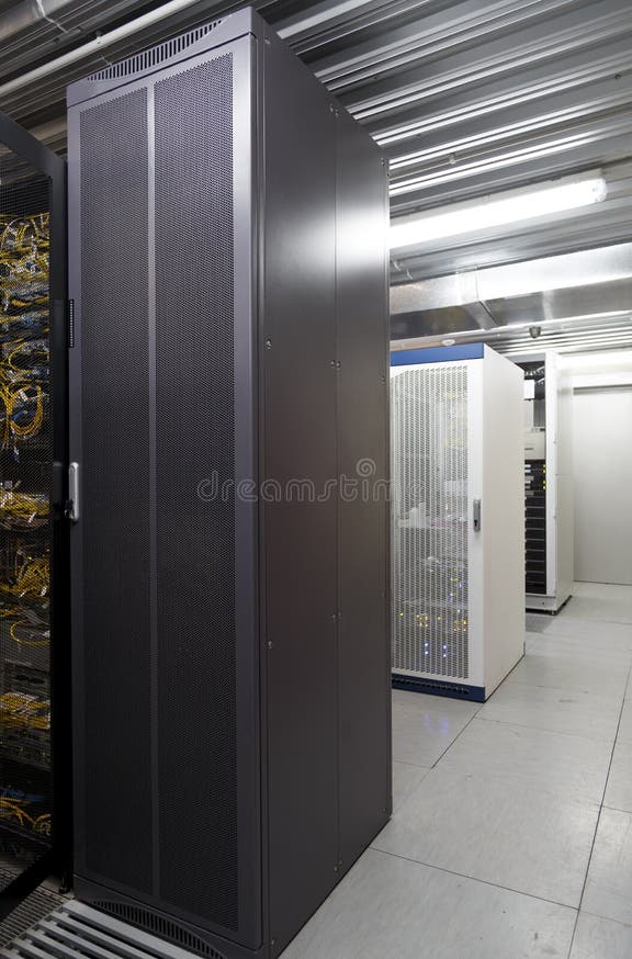 Grey and White Server Cases in Datacenter Modern Server Room Stock ...