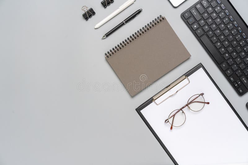 Grey & White Stationary Top View for Creative & Business Concept Stock ...