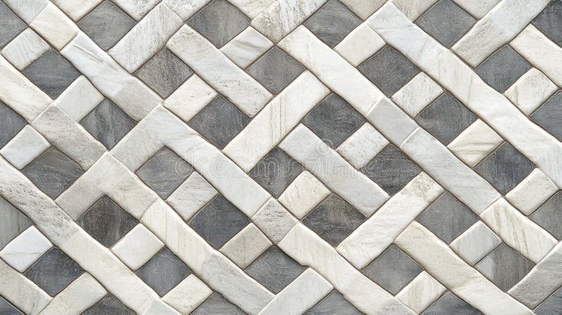 Grey and White Stone Tile Interlocking Pattern Stock Illustration ...