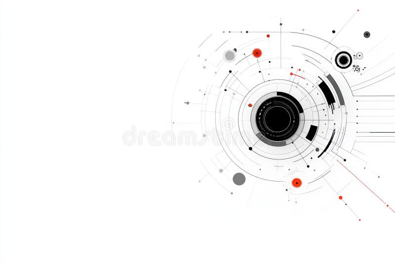 Grey and White Tech Background with Various Elements, Conveying Hi-Tech ...