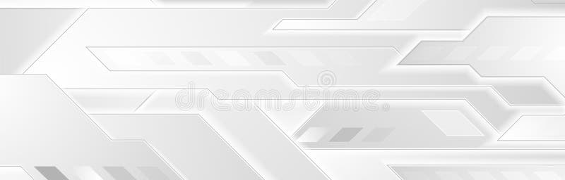 Grey White Tech Geometric Abstract Banner Stock Vector - Illustration ...
