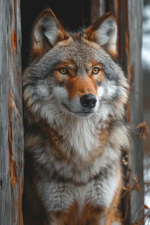 A Grey Wild Wolf is Sitting Near the House Stock Image - Image of wild ...