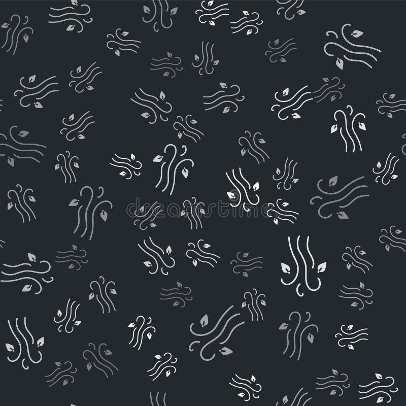 Grey Wind Icon Isolated Seamless Pattern on Black Background. Windy ...
