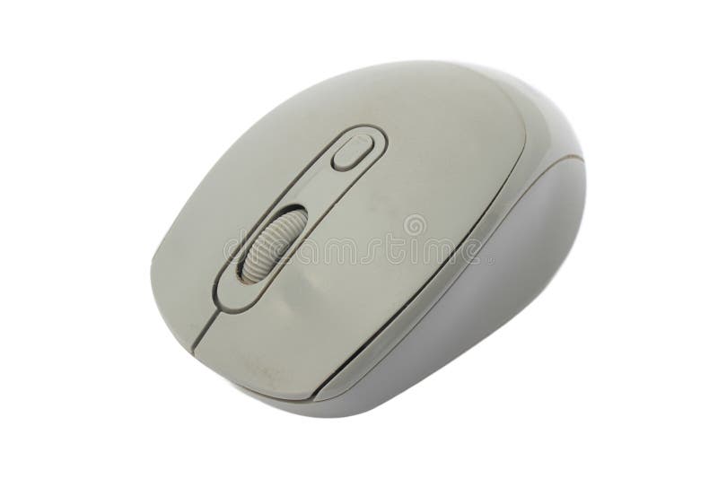 Grey Wireless Computer Mouse Featuring Scroll Wheel Isolated on White ...