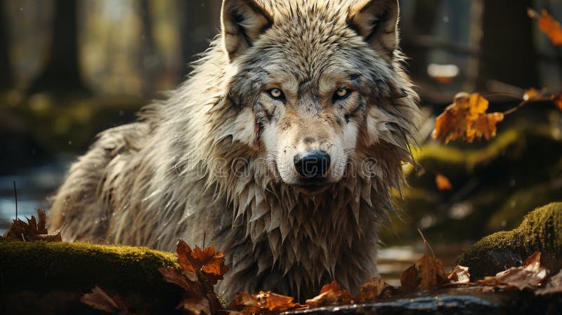 Grey Wolf in the Forest during the Spring. Generative Ai Stock ...