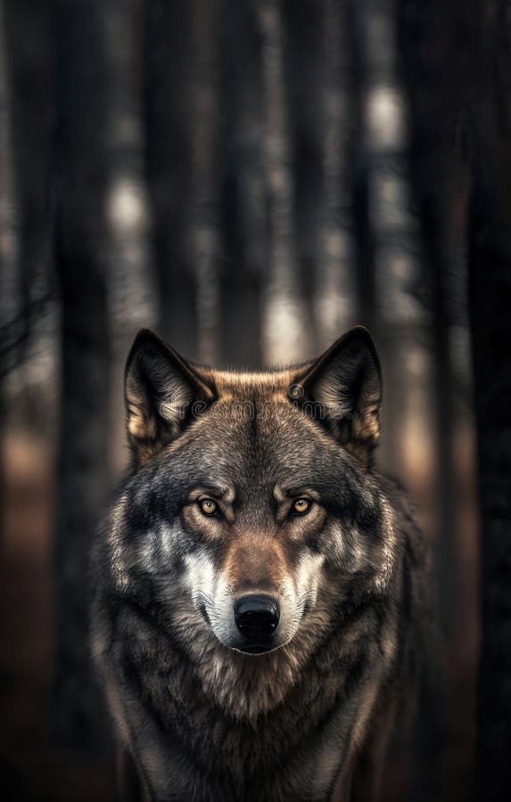 Grey Wolf Portrait with Copy-space, Generative AI Stock Illustration ...