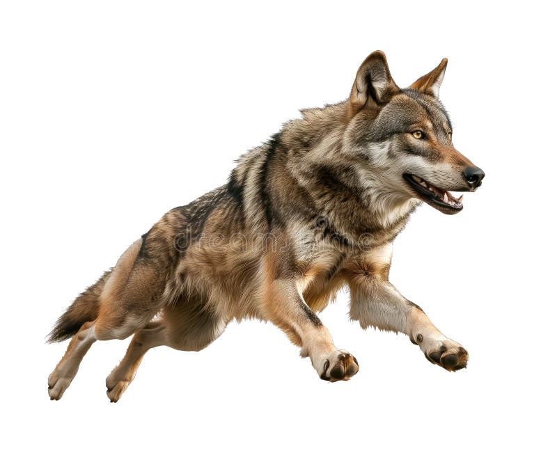 Running Grey Wolf with a Focused Expression Stock Photo - Image of ...