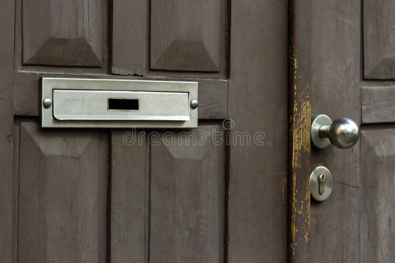 Mail Box Hole in Wooden Door with Letter Stock Photo - Image of home ...