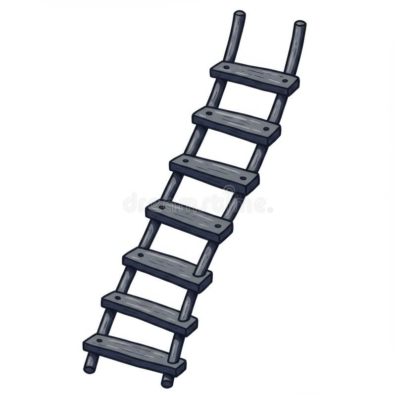 Grey Wooden Ladder Illustration on White Background Stock Illustration ...