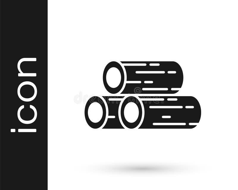 Grey Wooden Logs Icon Isolated on White Background. Stack of Firewood ...