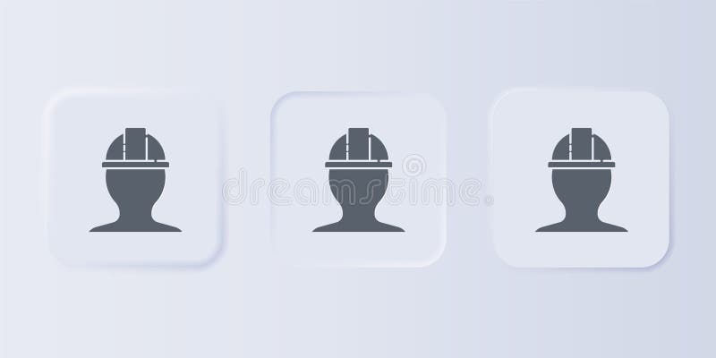 Grey Worker Safety Helmet Icon Isolated on Grey Background. Set Icons ...