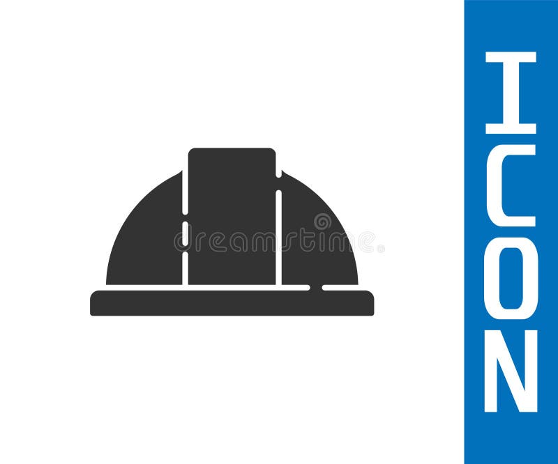 Grey Worker Safety Helmet Icon Isolated on White Background. Vector ...
