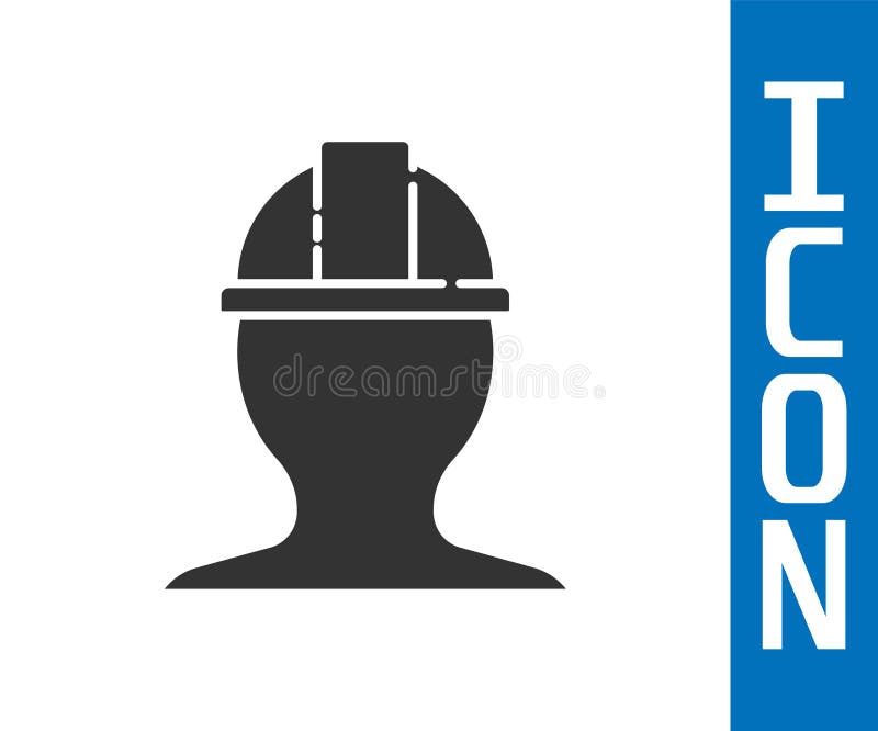 Grey Worker Safety Helmet Icon Isolated on White Background. Vector ...