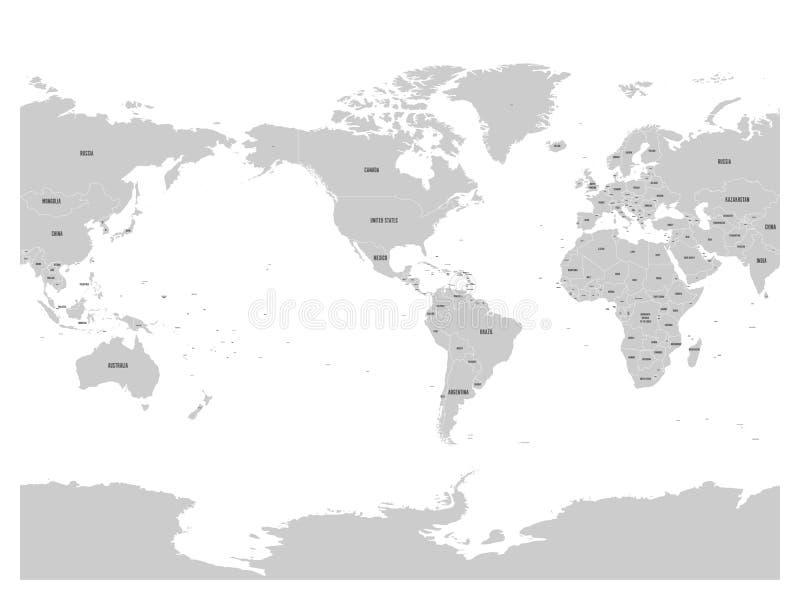 Americas Map - Grey Colored on Dark Background. High Detailed Political ...