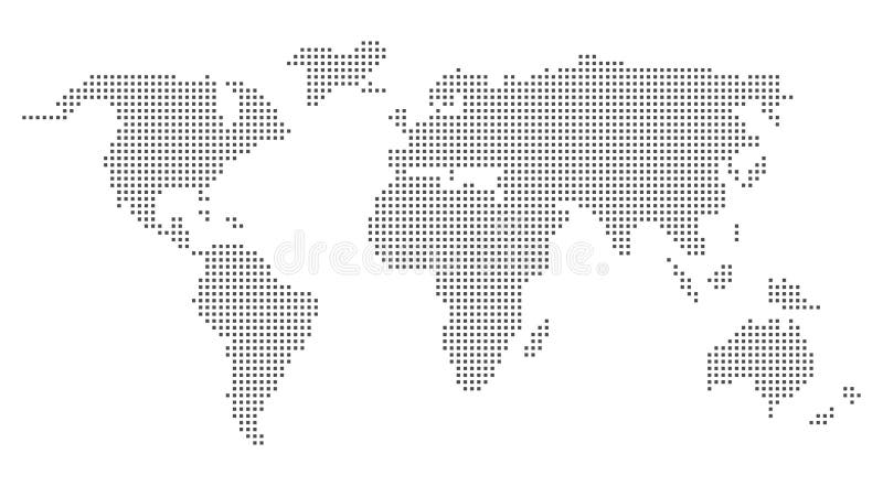 Grey World Map Pixel Design. Vector World Map in Squares. Stock Vector ...
