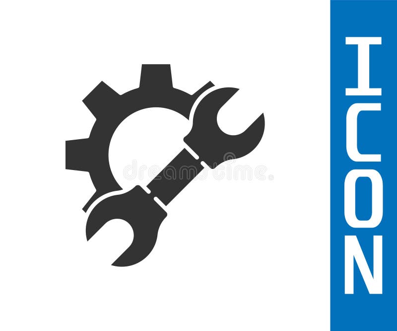 Grey Wrench Spanner Icon Isolated on White Background. Vector Stock ...