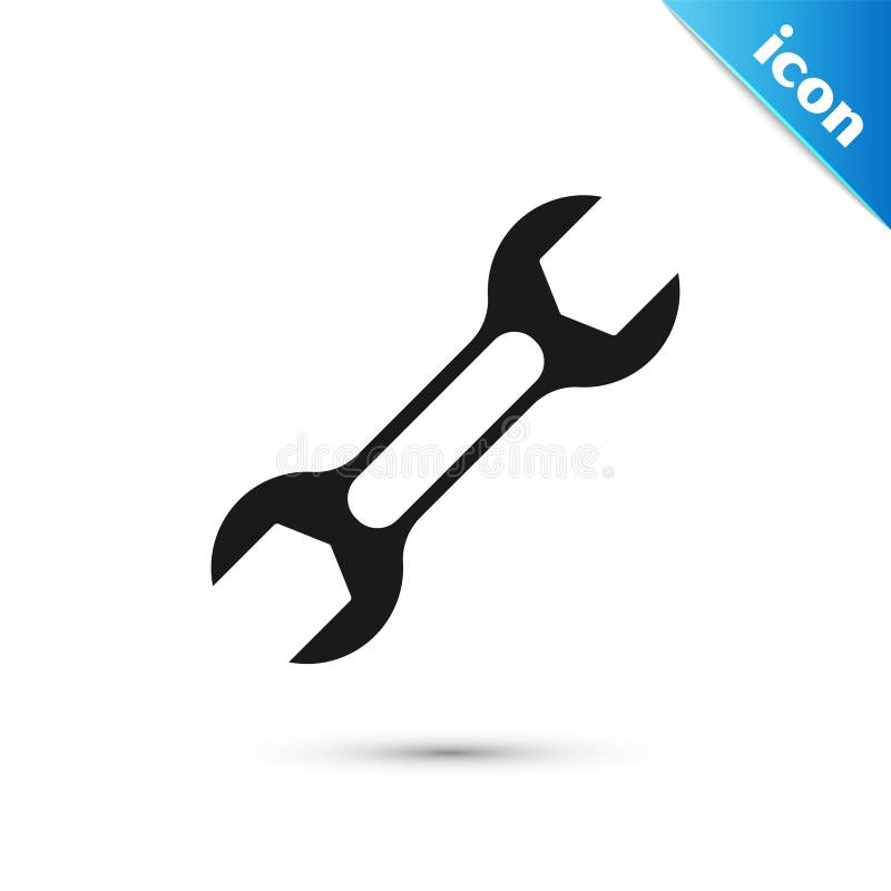 Grey Wrench Spanner Icon Isolated on White Background. Vector Stock ...