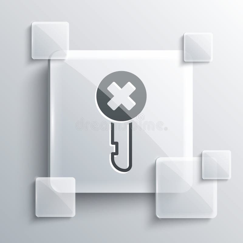 Grey Wrong Key Icon Isolated on Grey Background. Square Glass Panels ...
