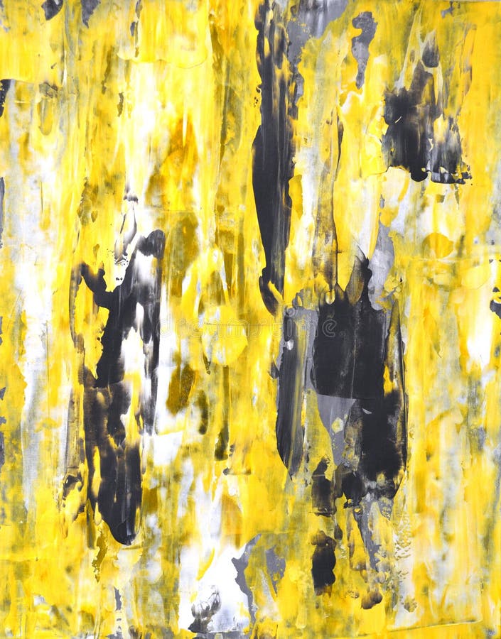 Grey and Yellow Abstract Art Painting Stock Image - Image of lines ...