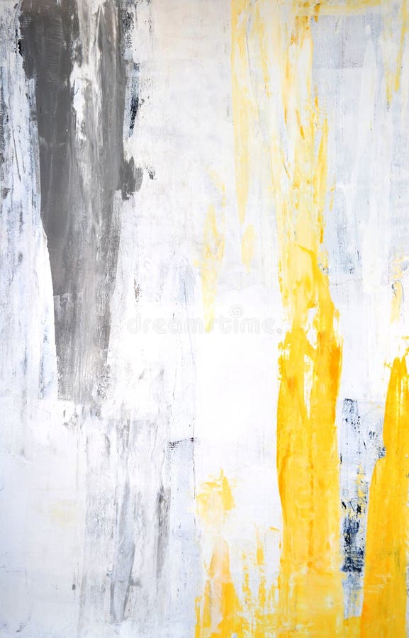 Grey and Yellow Abstract Art Painting Stock Image - Image of interior ...