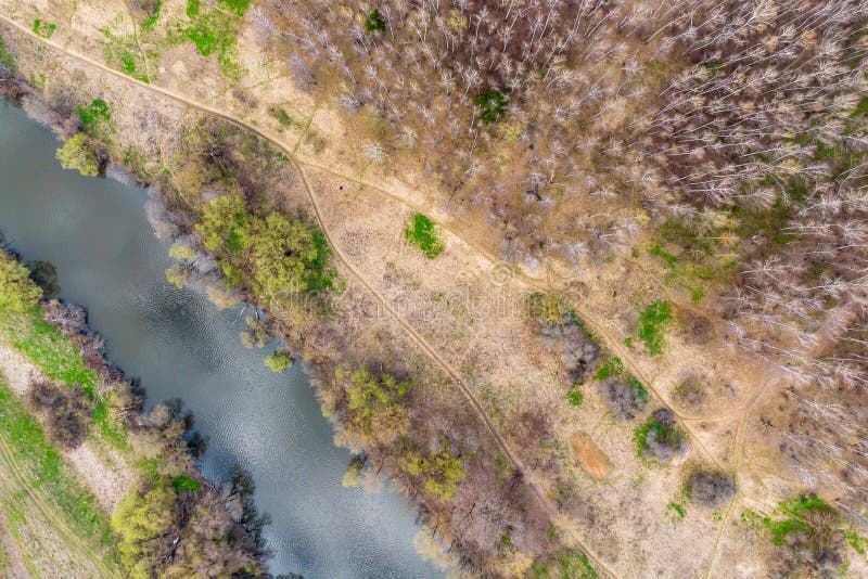 Greyed Autumn Nature, View from a Great Height on a Landscape with a ...