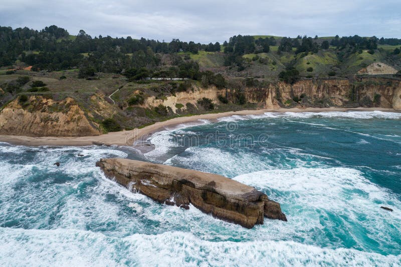 Greyhound Rock and Beach in Background. California Stock Photo - Image ...