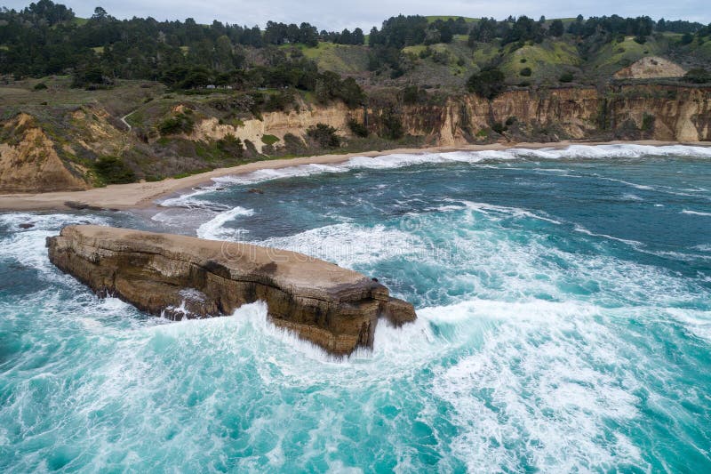 Greyhound Rock and Beach in Background. California Stock Photo - Image ...