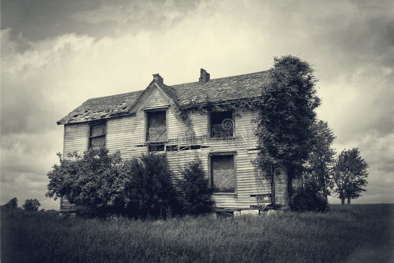Greyscale of an Abandoned Interior Space with a Blackened, Decrepit ...